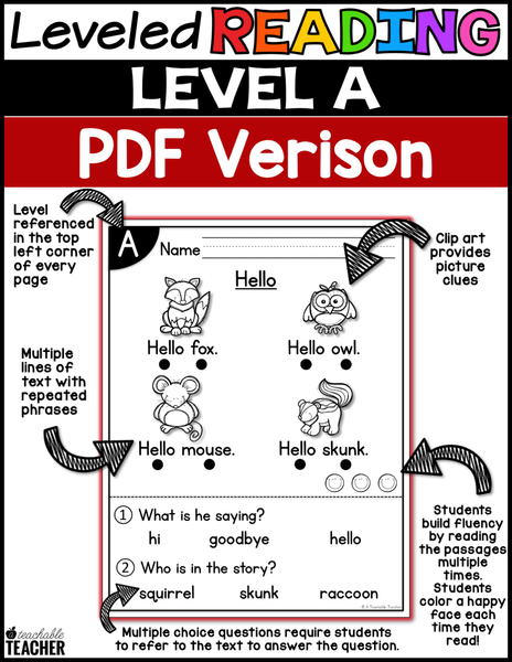 Level A Reading Comprehension Passages and Questions – A Teachable Teacher