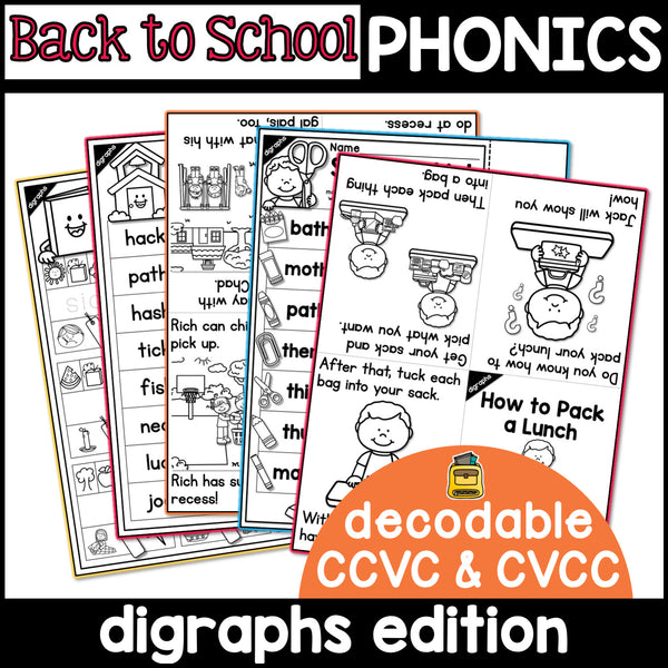 Back to School Digraphs Activities- NO PREP Phonics Worksheets – A ...