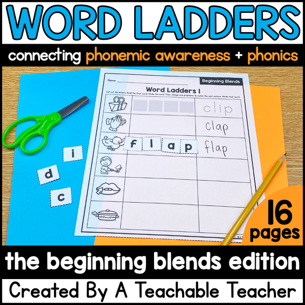 Phonics Beginning Blend Words Word Ladders and Word Chains – A ...