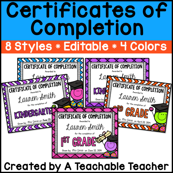 Editable Certificates of Completion – A Teachable Teacher