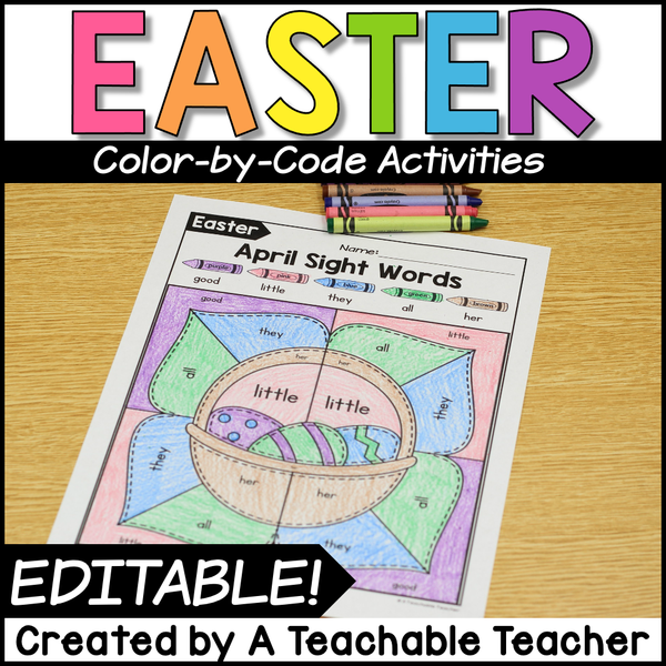 Editable Easter Color-by-Code Activities – A Teachable Teacher