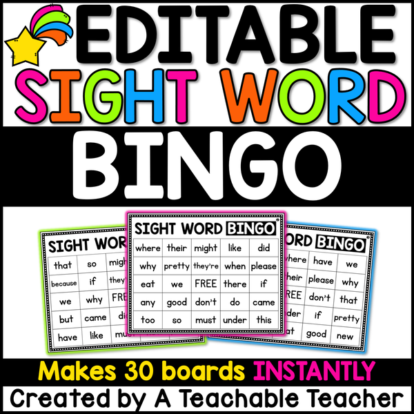 Editable High Frequency Word Bingo for YOUR High Frequency Words! – A ...