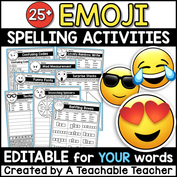 Editable Emoji Spelling Activities – A Teachable Teacher