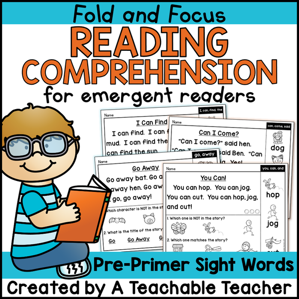 Fold and Focus Reading Comprehension for Emergent Readers - Pre-Primer ...