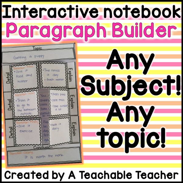 Interactive Notebook - Paragraph Builder for Any Subject – A Teachable ...