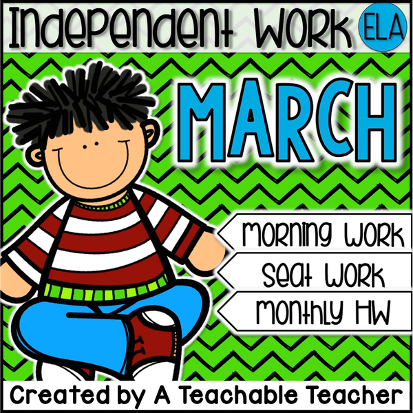 Kindergarten Independent Work - March – A Teachable Teacher