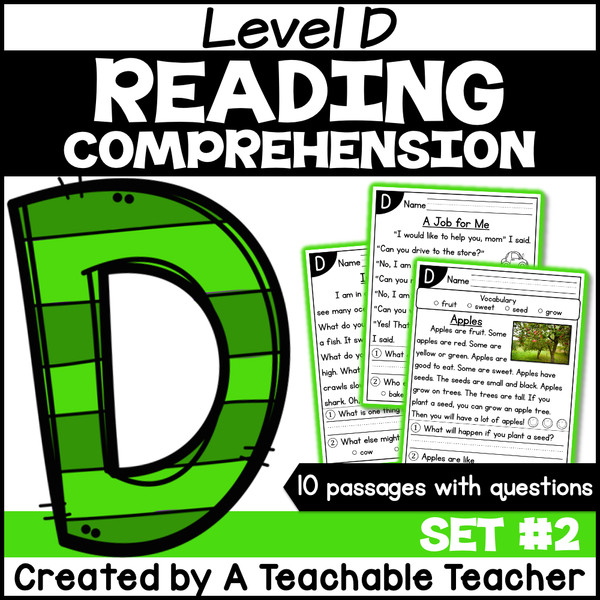 Level D Reading Comprehension Passages and Questions - Set Two – A ...