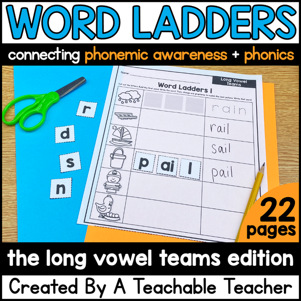 Phonics Long Vowel Team Words Word Ladders and Word Chains – A ...