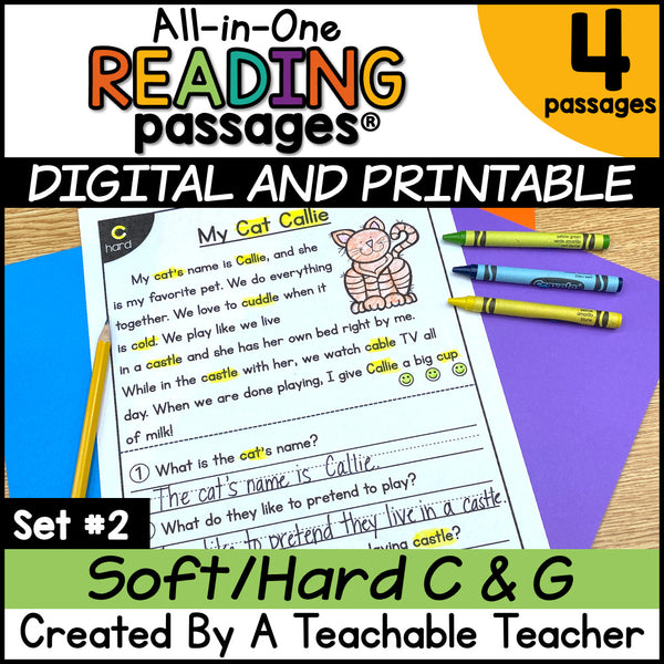 All-in-One Reading Passages- Hard and Soft C and G Set #2 – A Teachable ...