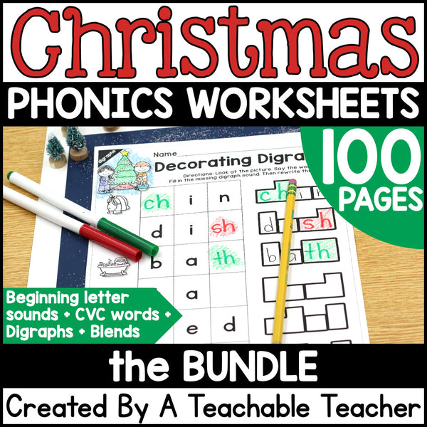Christmas Phonics Bundle- NO PREP – A Teachable Teacher