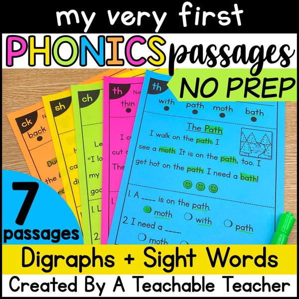 My Very First Phonics Passages- Digraphs – A Teachable Teacher