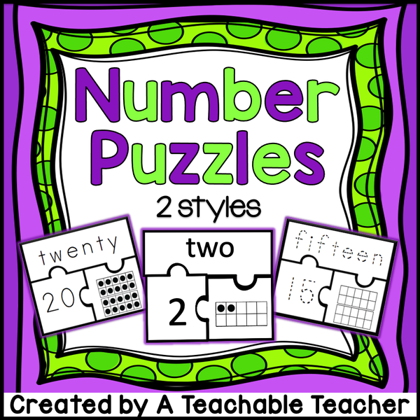 Number Puzzles 1-20 - Number, Number Word, Ten Frames – A Teachable Teacher