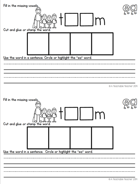 Vowel Team EA Activity Book – A Teachable Teacher