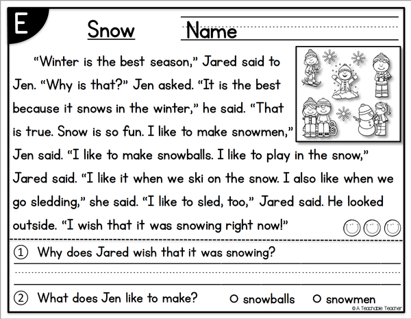 January Guided Reading Passages - Levels A-E – A Teachable Teacher