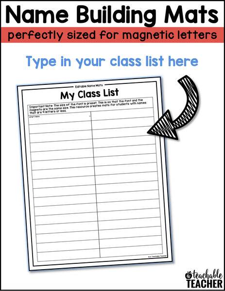 Editable Name Building Mats - Perfectly Sized for Magnetic Letters – A ...