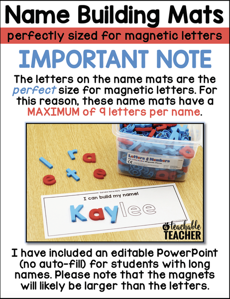 Editable Name Building Mats - Perfectly Sized for Magnetic Letters – A ...