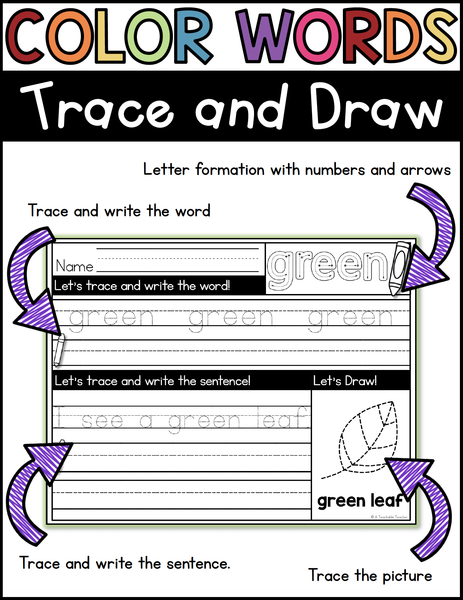 Color Words Trace and Draw – A Teachable Teacher