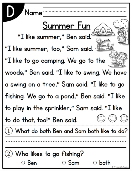 June Guided Reading Passages - Levels A-E – A Teachable Teacher