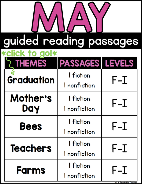 May Guided Reading Passages - Levels F-I – A Teachable Teacher