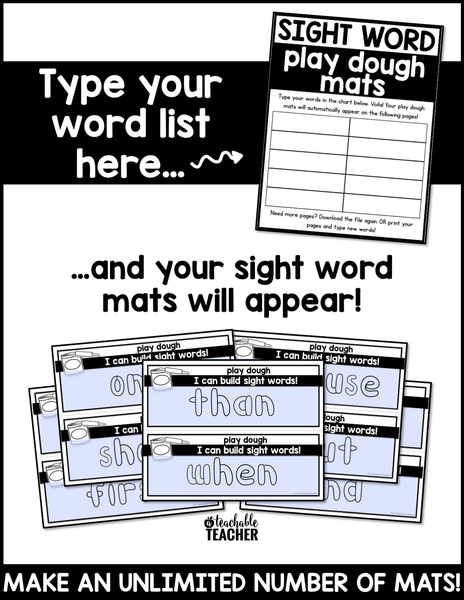 Editable High Frequency Word Play Dough Mats – A Teachable Teacher