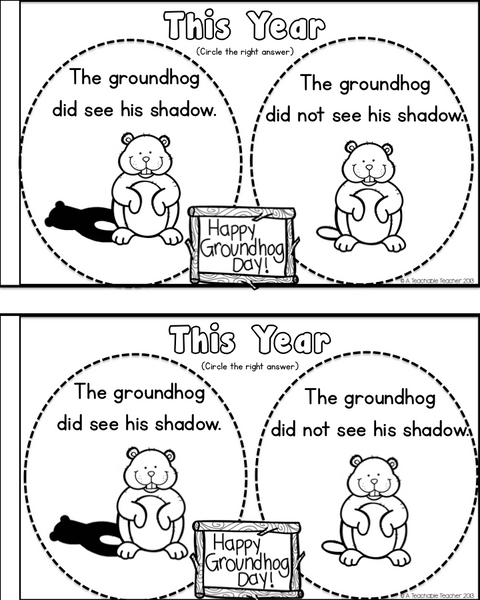 Groundhog Day Printable Book and Writing Activities – A Teachable Teacher