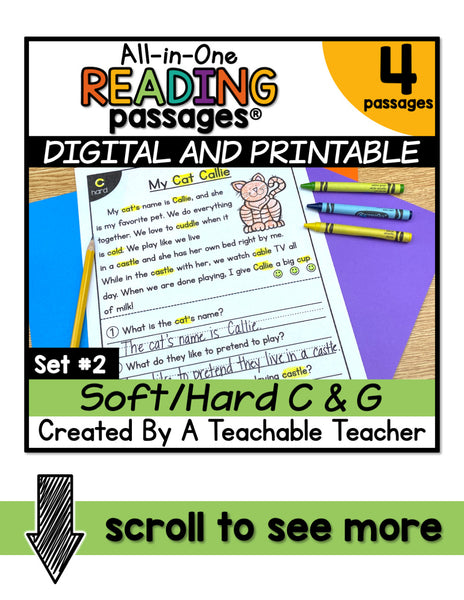 All-in-One Reading Passages- Hard and Soft C and G Set #2 – A Teachable ...