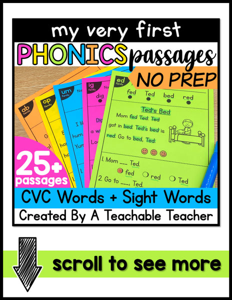 My Very First Phonics Passages - CVC Words – A Teachable Teacher