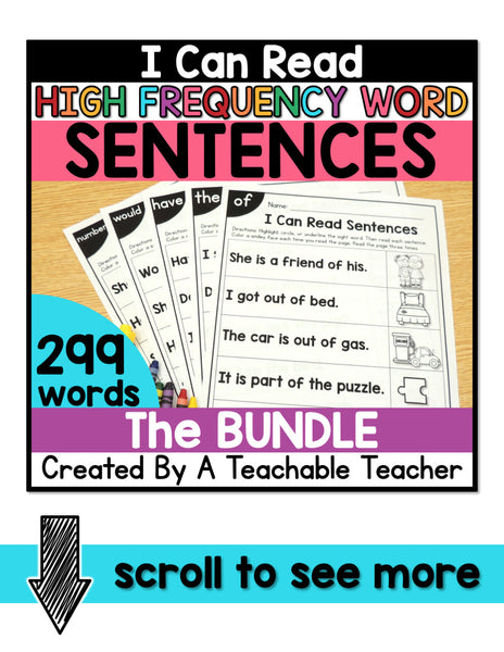 High Frequency Word Sentences for Fluency- The BUNDLE – A Teachable Teacher