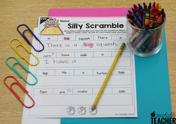 Thanksgiving CVC Words Activities- NO PREP Phonics Worksheets – A ...