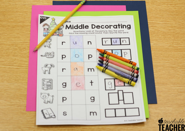 Christmas CVC Activities- NO PREP Phonics Worksheets – A Teachable Teacher