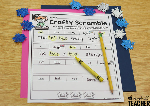 Christmas CVC Activities- NO PREP Phonics Worksheets – A Teachable Teacher
