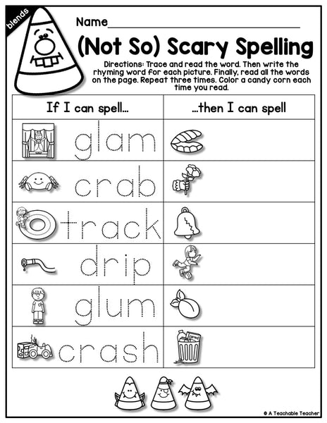 Halloween Blends Activities- NO PREP Phonics Worksheets – A Teachable ...