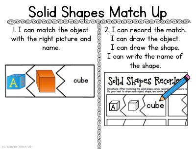 Shapes and Solids Matching Centers – A Teachable Teacher