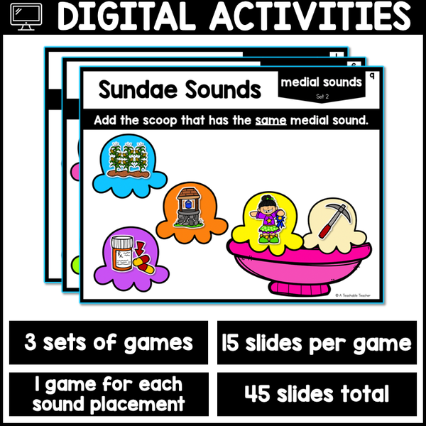 Sound Isolation Google Slides™ | Sundae Sounds- Beginning, Medial, End ...