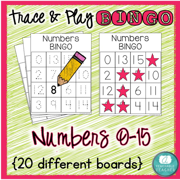 Trace and Play Bingo - Numbers 0-15 – A Teachable Teacher