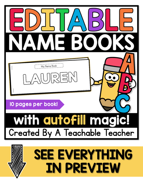 Editable Name Books: Practice Writing First and Last Name – A Teachable ...