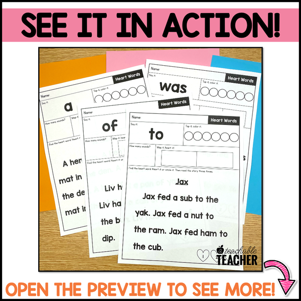 Science of Reading Heart Words in Decodable Short Stories – A Teachable ...