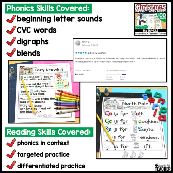 Christmas Phonics Bundle- NO PREP – A Teachable Teacher