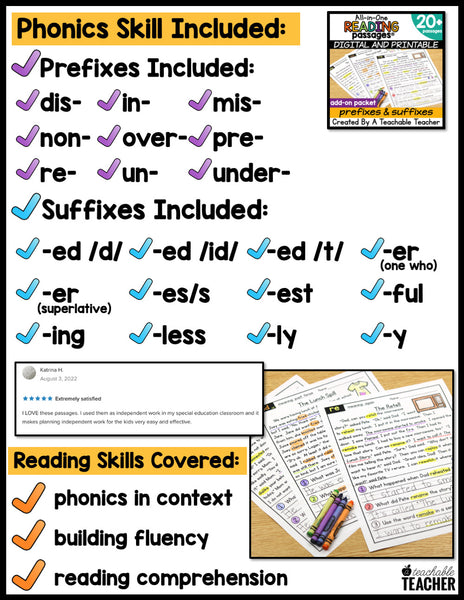 All-in-One Reading Passages - Prefixes and Suffixes – A Teachable Teacher