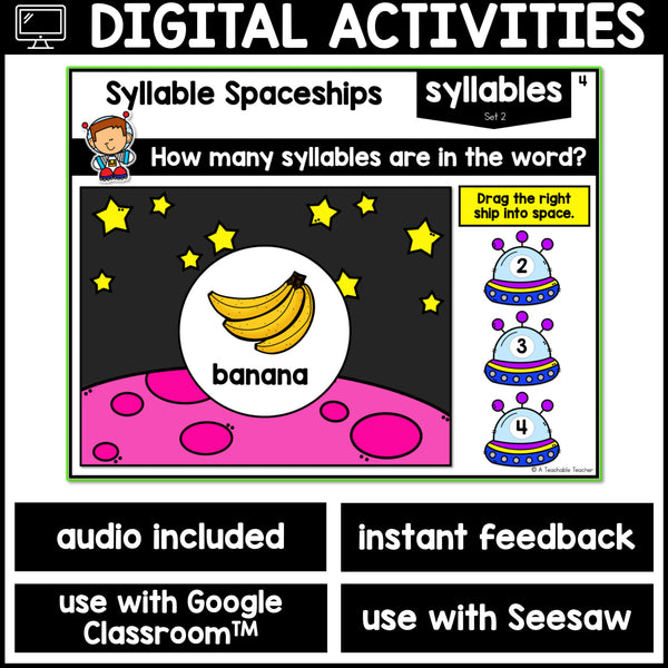 Syllable Google Slides™ | Syllable Spaceships-Syllables Distance Learn ...