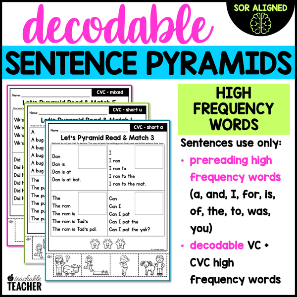 Decodable Sentence Pyramids- CVC Words – A Teachable Teacher