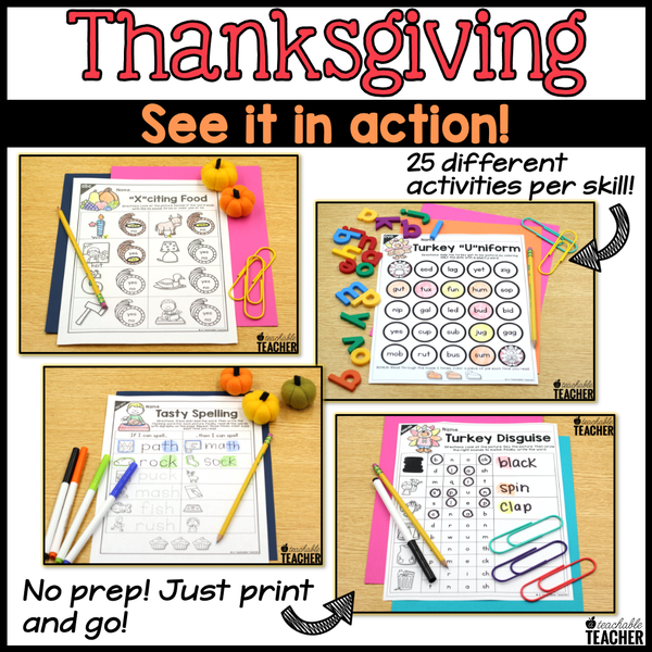 Thanksgiving Phonics Bundle- NO PREP – A Teachable Teacher