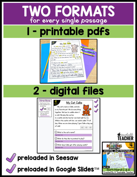 All-in-One Reading Passages- Hard and Soft C and G Set #2 – A Teachable ...