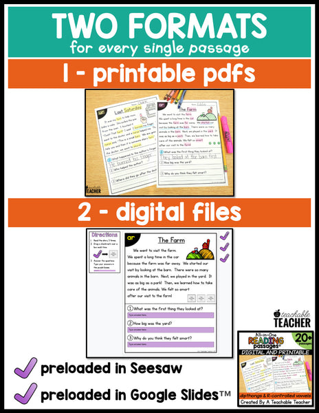 All-in-One Reading Passages - Diphthongs and R-Controlled Vowels – A ...