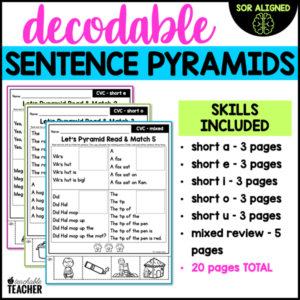 Decodable Sentence Pyramids- CVC Words – A Teachable Teacher