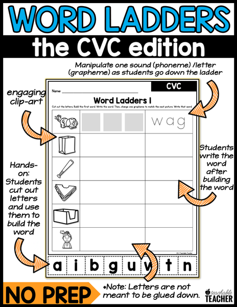 Phonics CVC Words Word Ladders and Word Chains – A Teachable Teacher