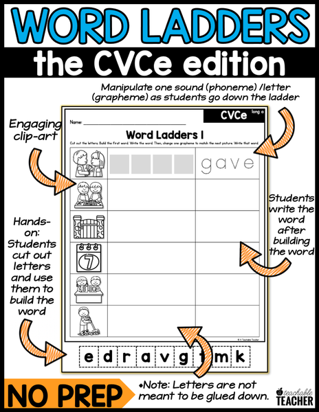 Phonics CVCe Words Word Ladders and Word Chains – A Teachable Teacher