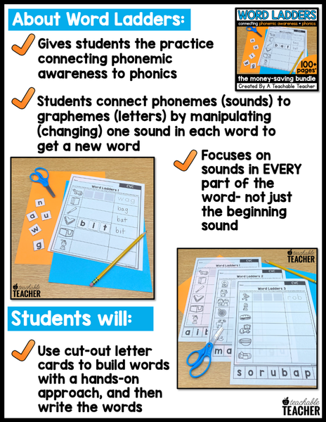 Phonics Word Ladders and Word Chains-The BUNDLE – A Teachable Teacher