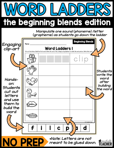 Phonics Beginning Blend Words Word Ladders and Word Chains – A ...