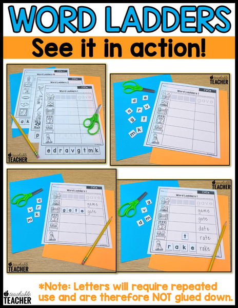 Phonics CVCe Words Word Ladders and Word Chains – A Teachable Teacher